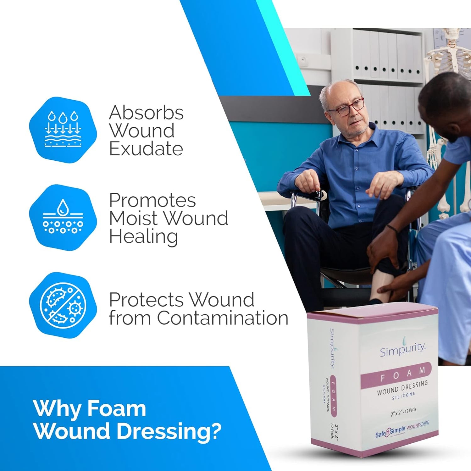 Safe N Simple Simpurity Foam Wound Dressing (192 Count) — Go Bulk Medical