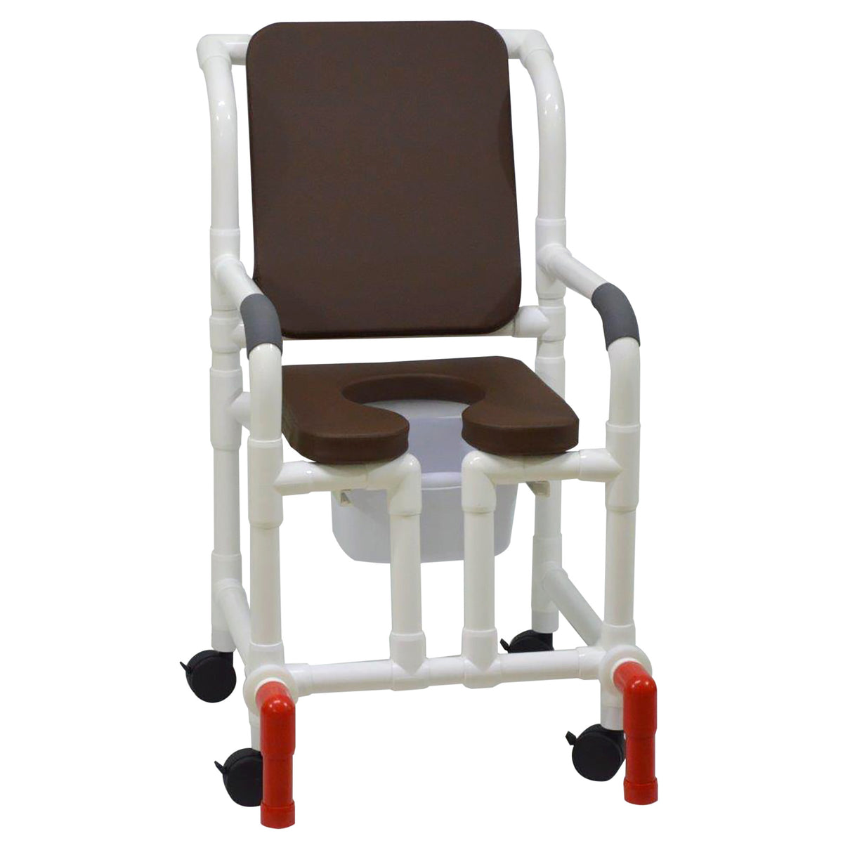 MJM International 118-3TW-SSDE-CBP-BRN-OF-SQ-PAIL-AT Shower Chair With ...