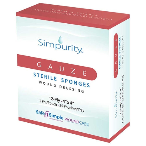 Safe N Simple Simpurity Gauze Sterile Sponge, 4 x 4 - 12 ply (400 Coun ...