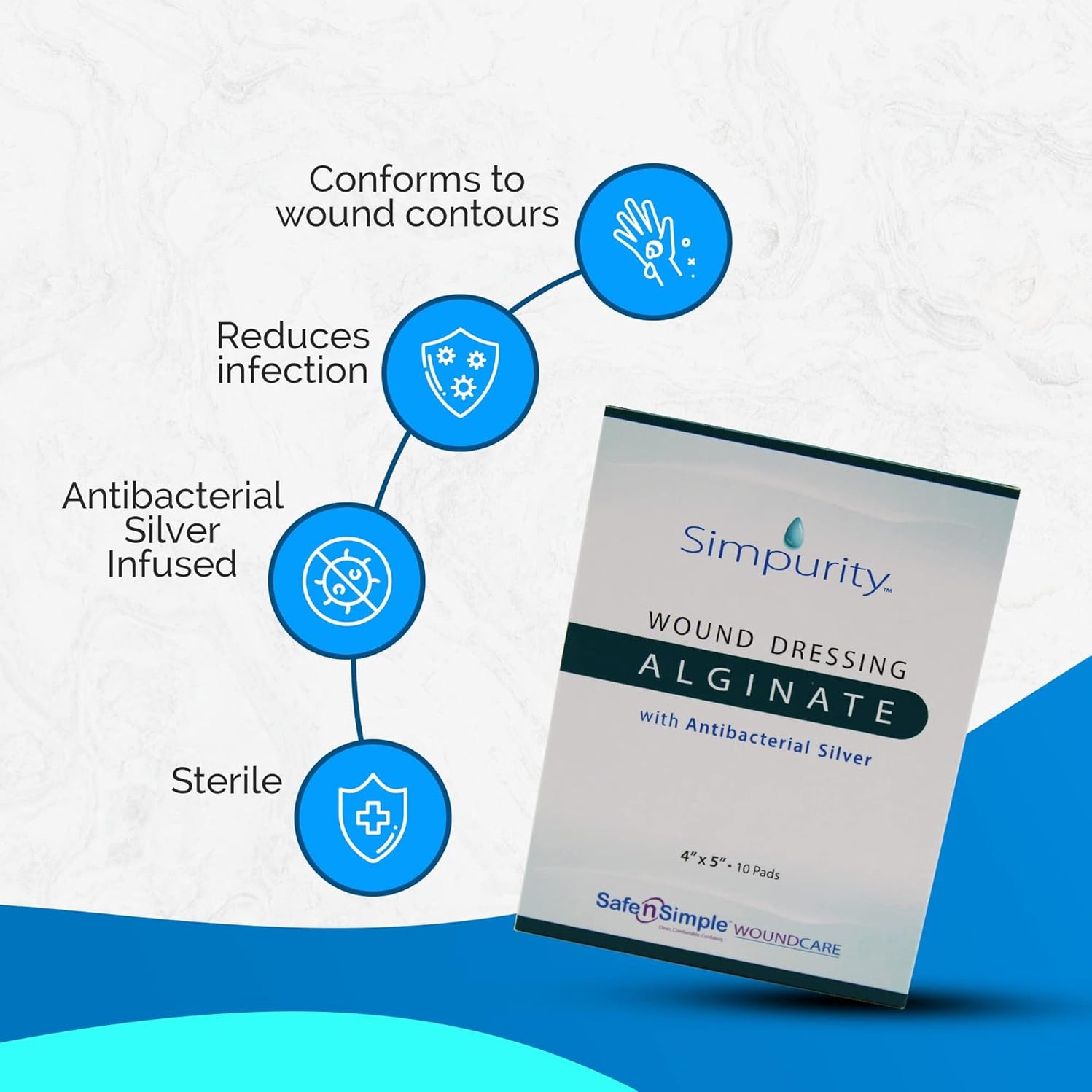 Safe N Simple Simpurity Silver Calcium Alginate Wound Dressing, 12 Inc ...