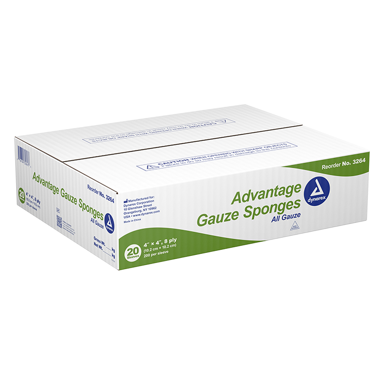 Dynarex Advantage Surgical Sponges, 4" x 4" 8 Ply 200ea/bx, 20bxs/cs ...