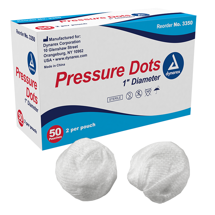 Dynarex Pressure Dot, 2.5 cm, 2ea/pouch, 50pouches/bx, 10bxs/cs (1000 ...