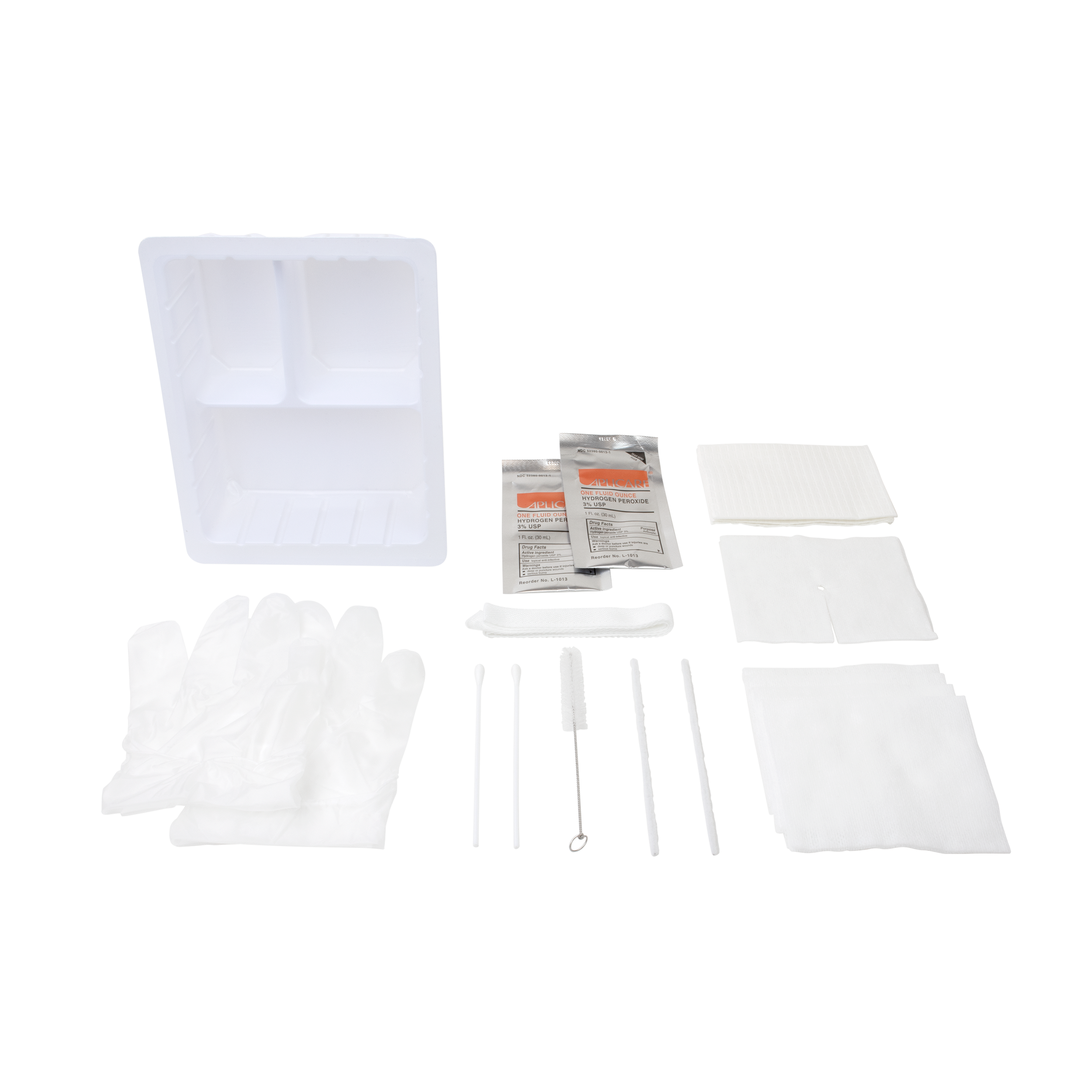 Dynarex Tracheostomy Care Kit - Three Compartment Tray with Vinyl Glov ...