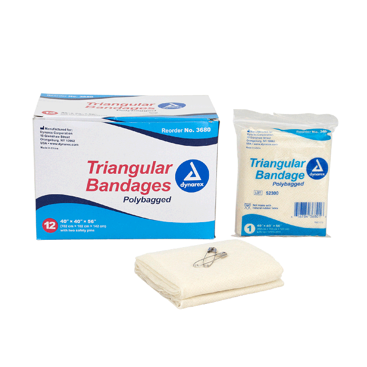 Dynarex Triangular Bandages, 40" x 40" x 56", 12/bx — Go Bulk Medical