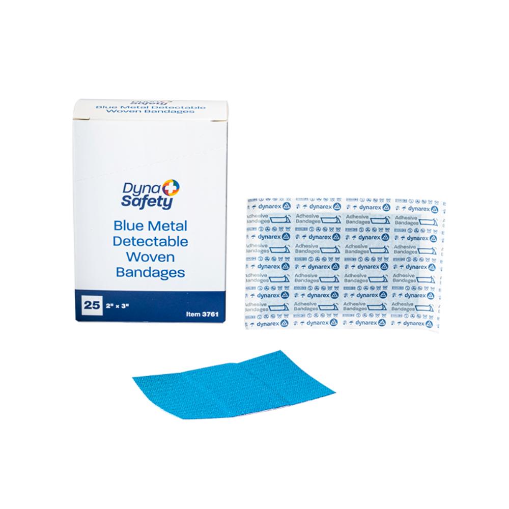 Dynarex Blue Metal Detectable Woven Bandage XL, 2" x 3" - 25ea/bx, 50b ...
