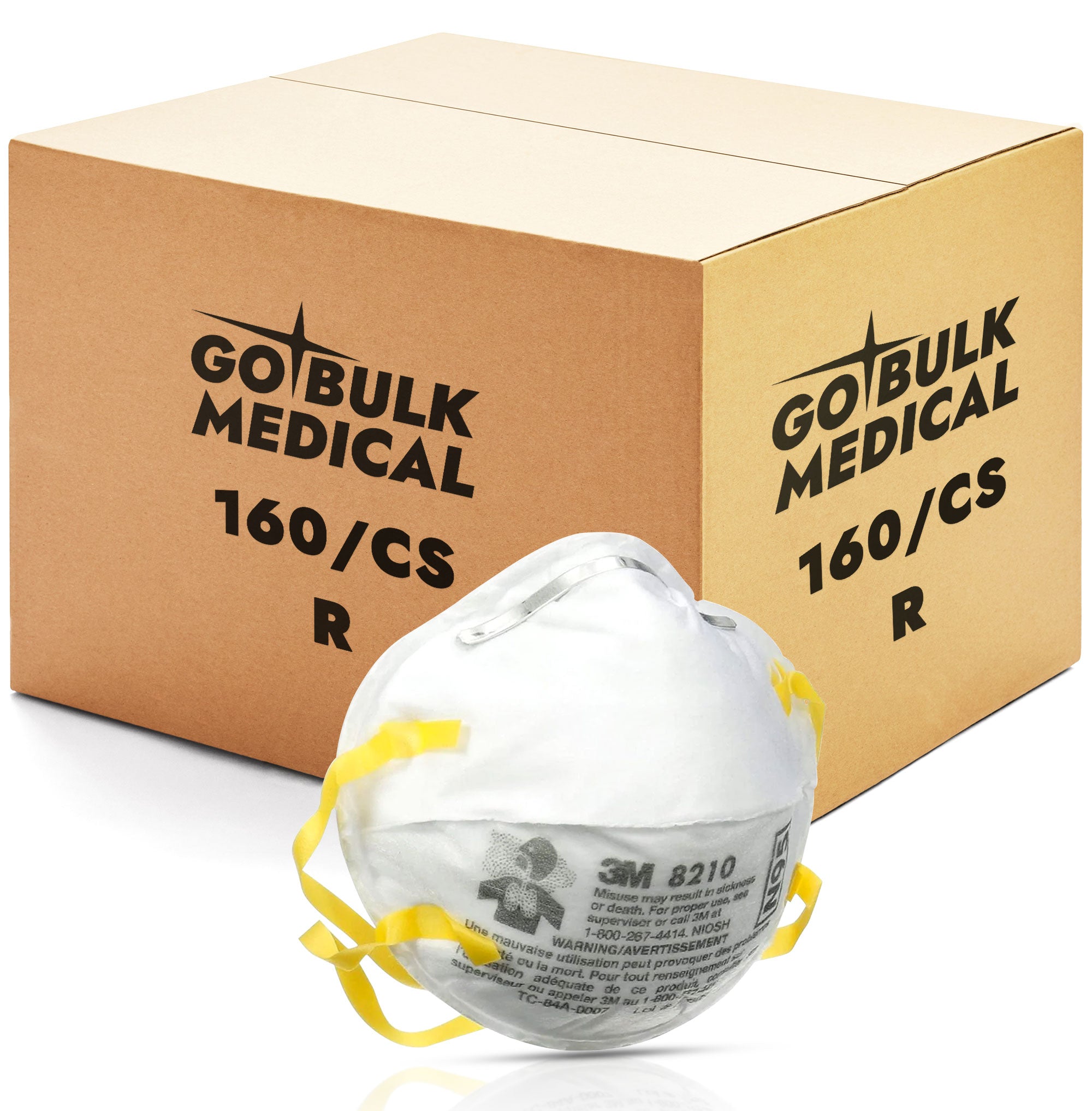 3M Particulate Respirator 8210, N95 Face Mask, Regular Size, 160 per C ...