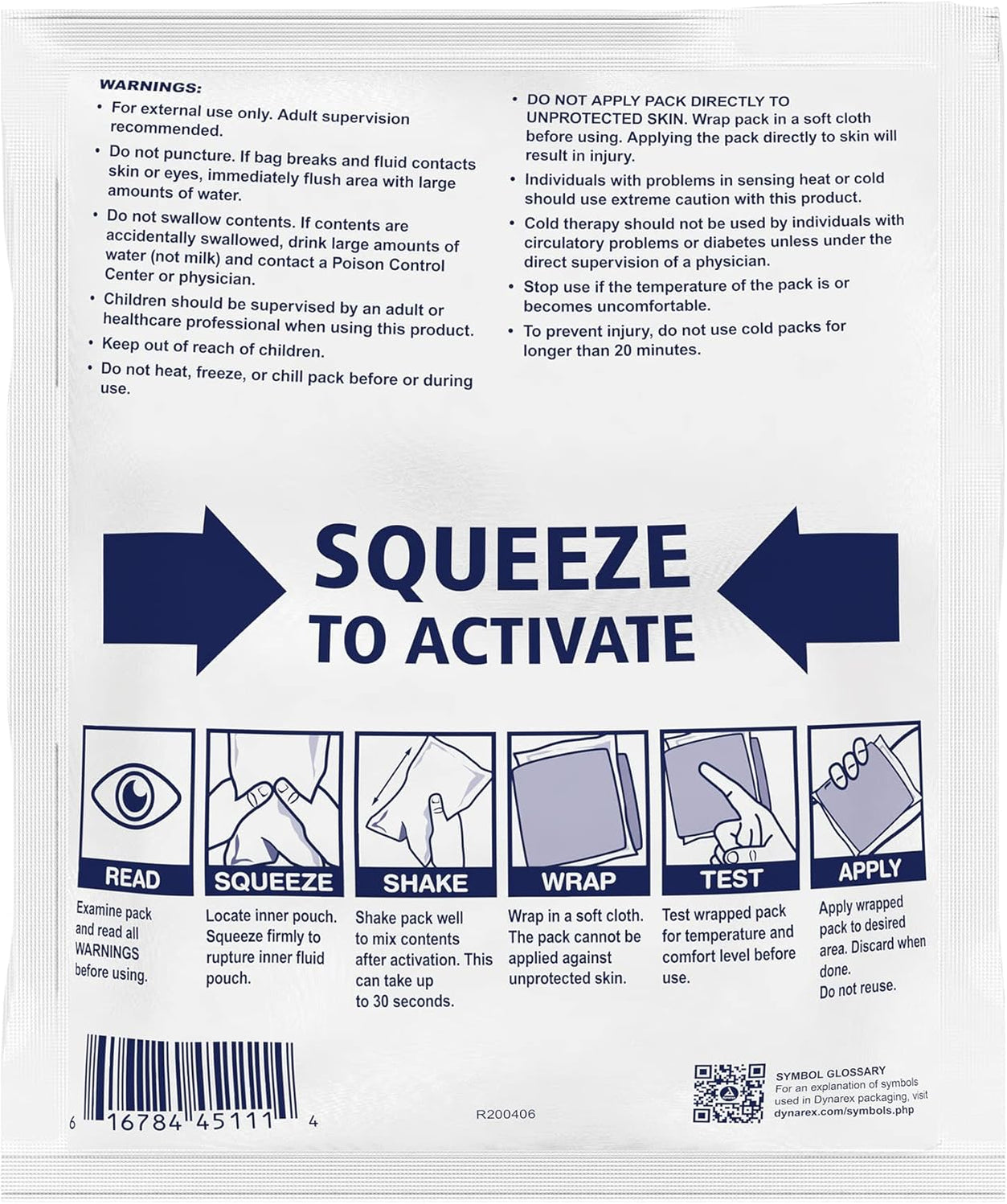 Dynarex Instant Cold Pack 4" x 5" - 2ea/bx, 36bxs/cs (72 Count) — Go ...