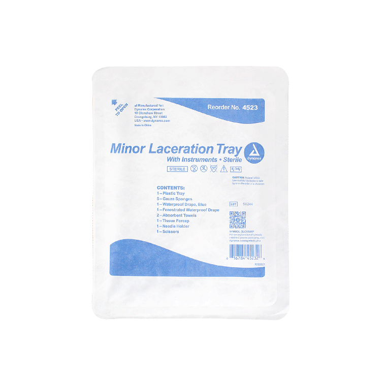 Dynarex Minor Laceration Tray w/ Instruments (20 Count) — Go Bulk Medical