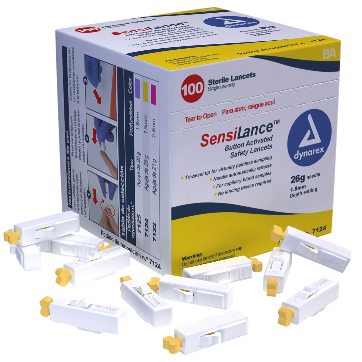 Dynarex Safety Lancets - Button and Pressure (1000 Count) — Go Bulk Medical