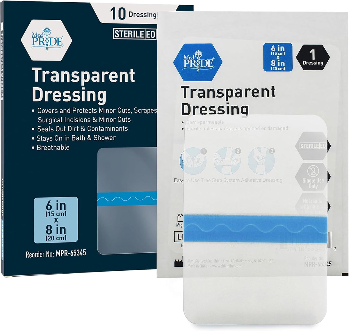 MedPride Transparent Film, 6’’x8’’ Wound Dressing, 10/Pack, Case of 8 ...