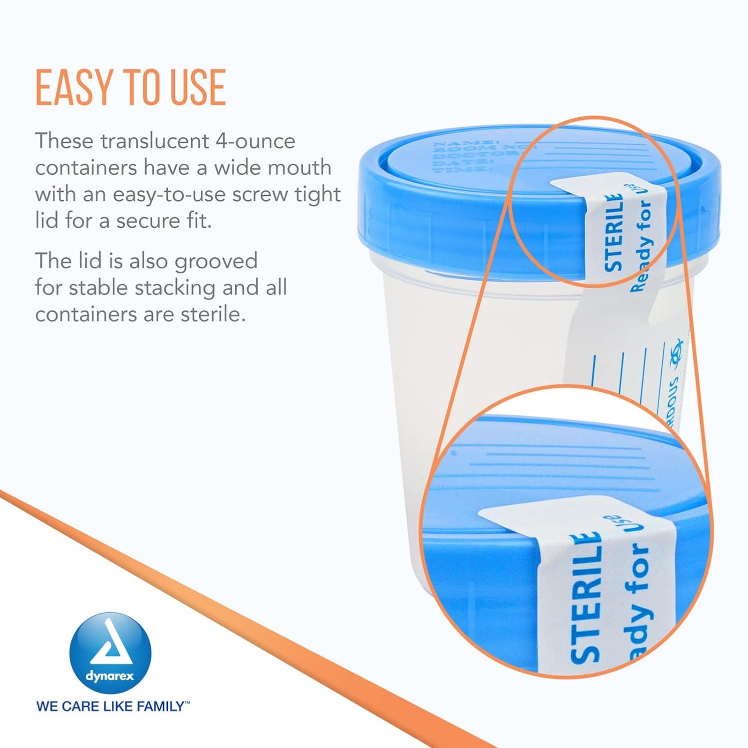 Dynarex Specimen Containers, 4 oz. Sterile (100 Count) — Go Bulk Medical