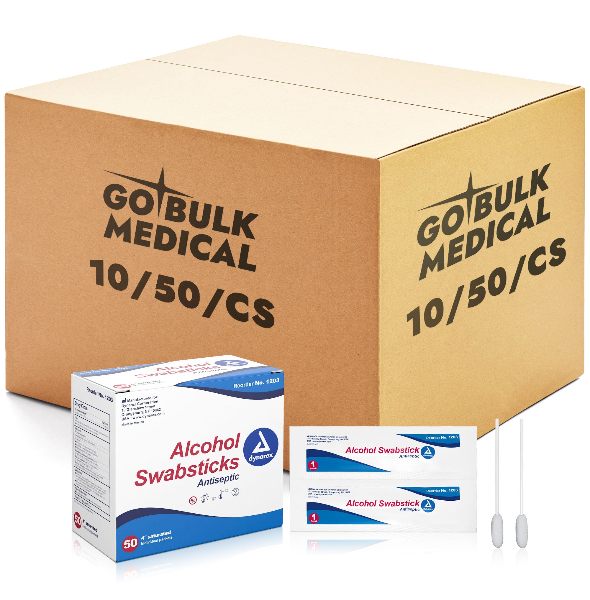 Dynarex Alcohol Swabsticks, 4", 1 Swabstick per Packet, 10/50/cs – Go ...