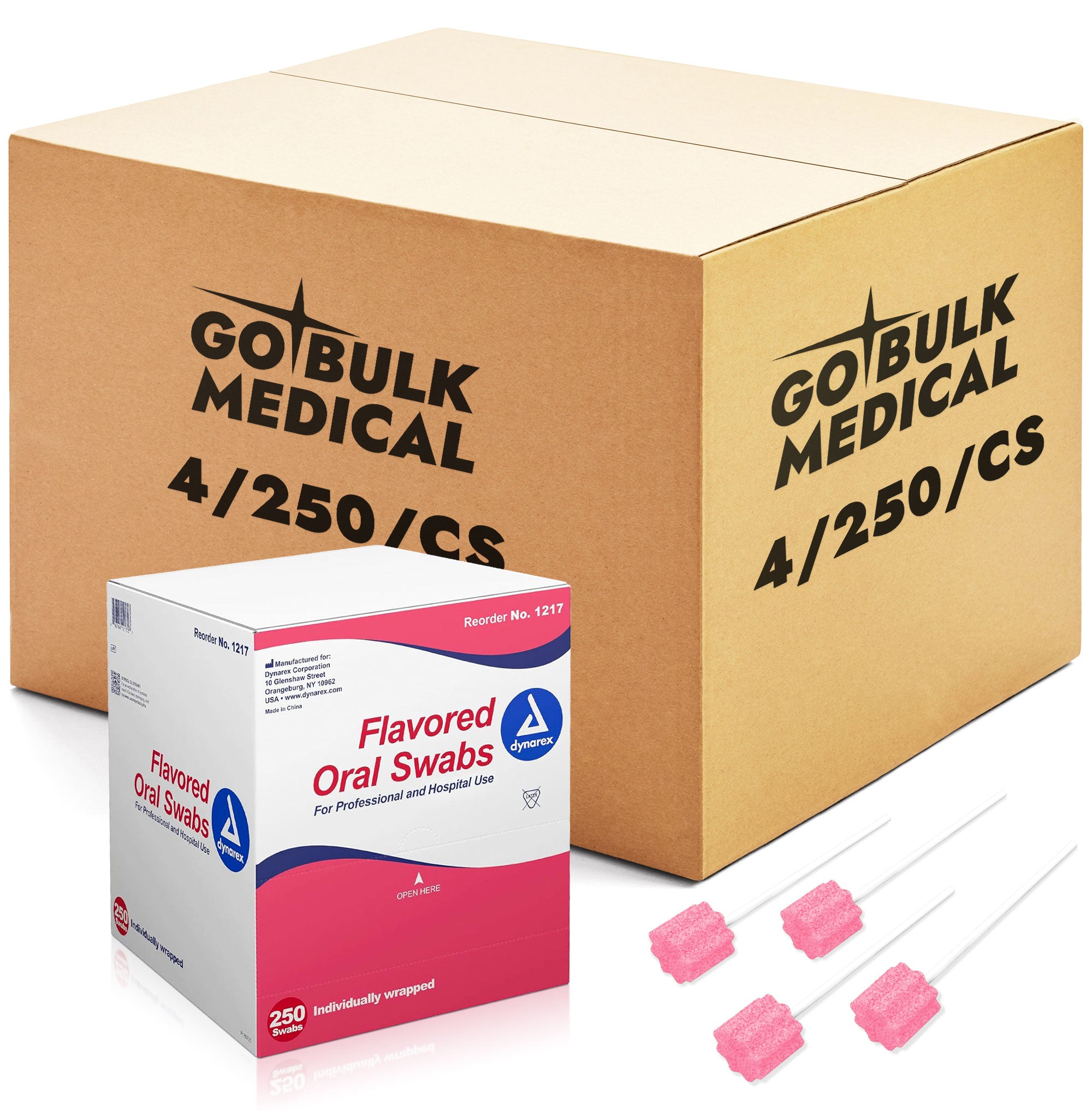Dynarex Oral Swabsticks, Flavored w/ Dentifrice, 4/250/cs – Go Bulk Medical