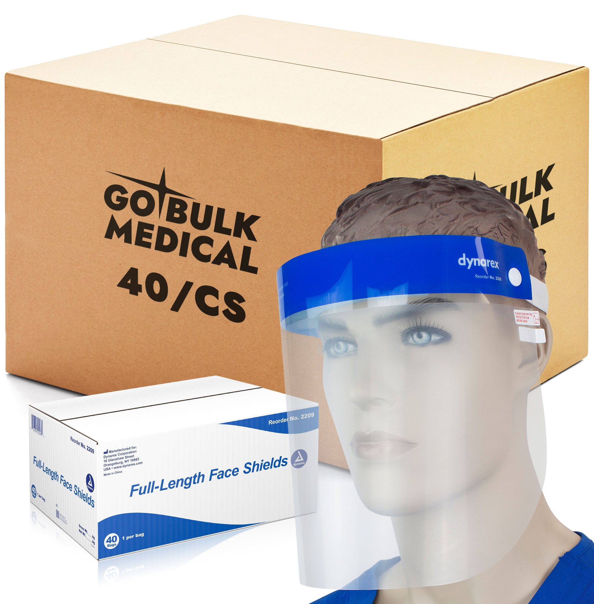 Dynarex Full Length Face Shield, 40/cs – Go Bulk Medical