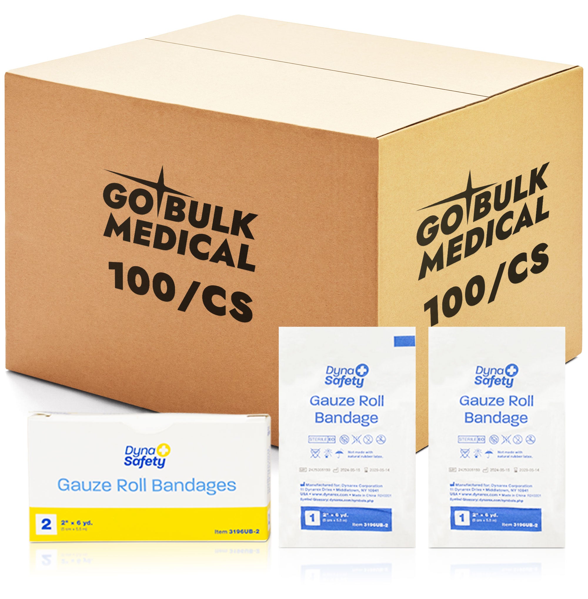 Dynarex Gauze Roll Bandage - 2/Unit, 2 x 6 yd, 2 per Box / Case of 100 ...