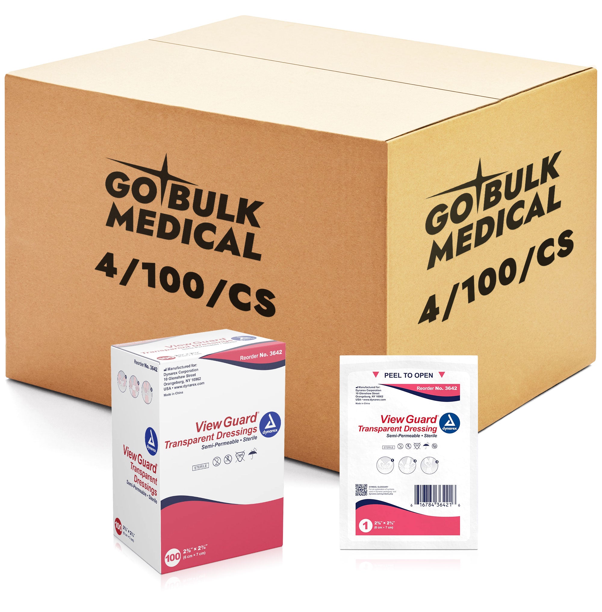 Dynarex View Guard Transparent Dressings - Sterile, 2 3/8" x 2 3/4", 4 ...