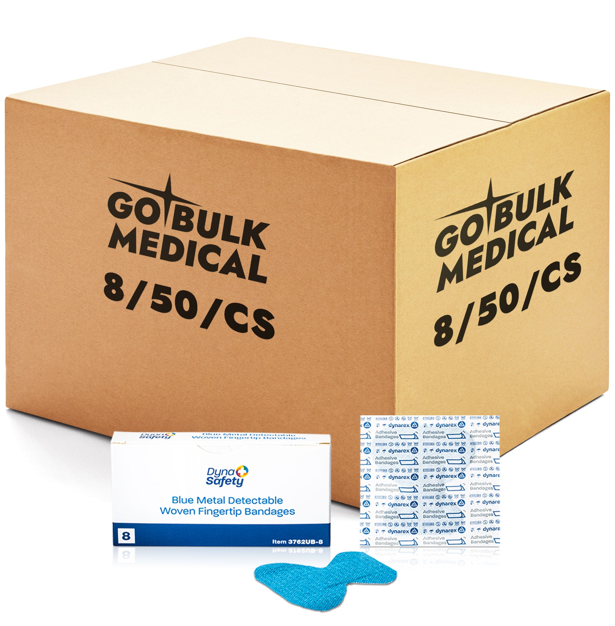 Dynarex Blue Metal Detectable Woven Bandage Fingertip, 8 per Box / Cas ...