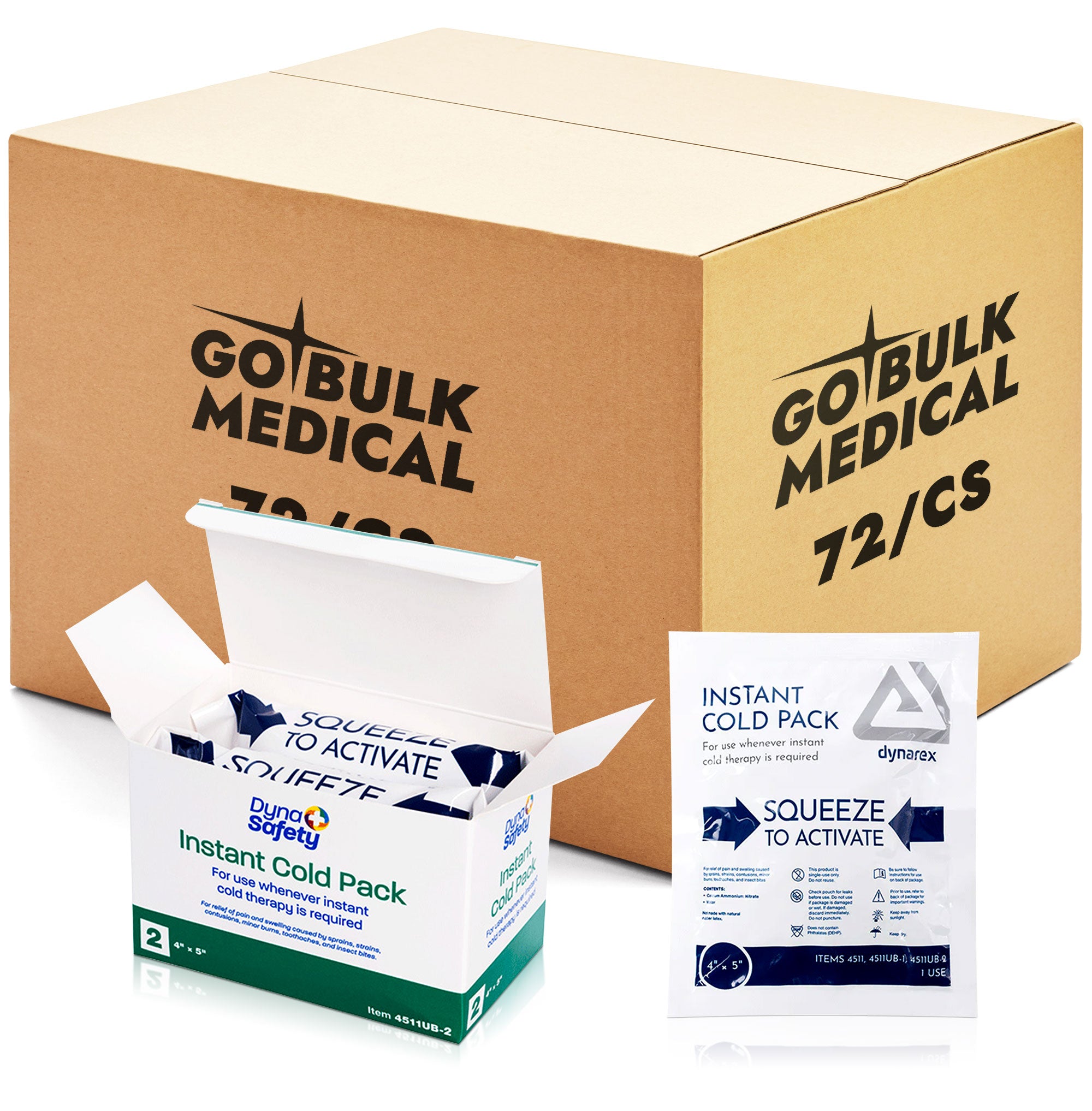 Dynarex Instant Cold Pack 4" x 5", 2 per Box / Case of 72 – Go Bulk Medical