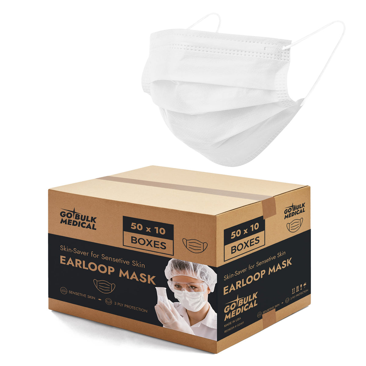 Sensitive Skin Earloop Masks 500 Count by Pro Gear - Made in the USA ...