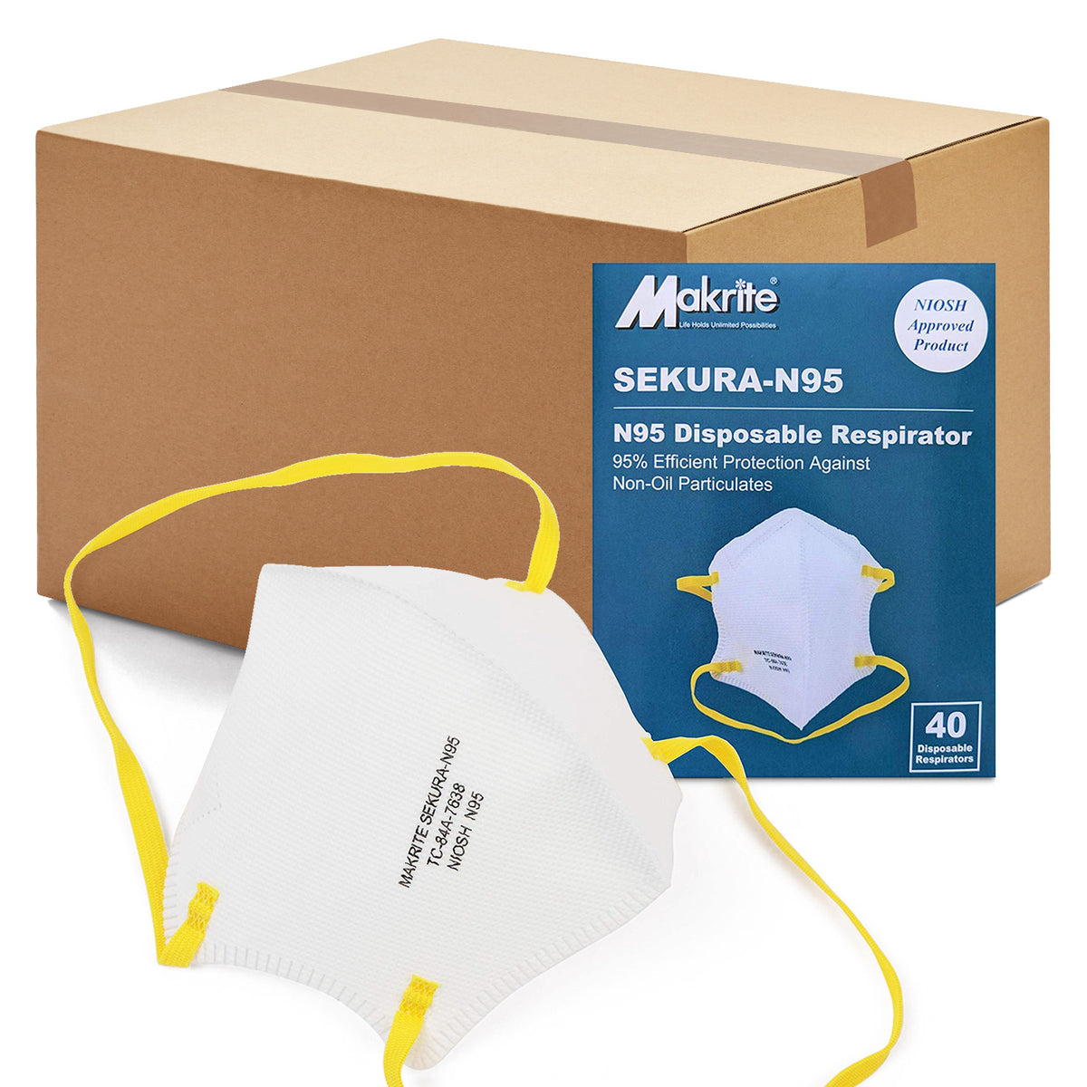Makrite Sekura N95 Foldable Particulate Respirator Mask, Regular Size ...