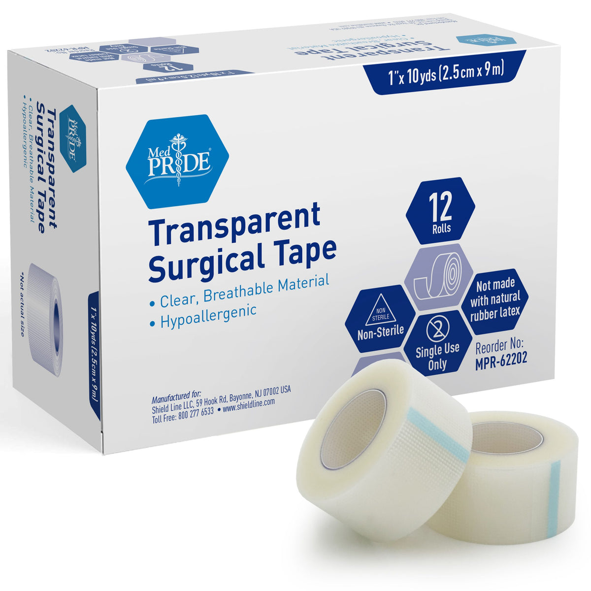 MedPride Clear Surgical Tape, 1" x 10 yds - 12/Box, Case of 12 (144 Co — Go Bulk Medical