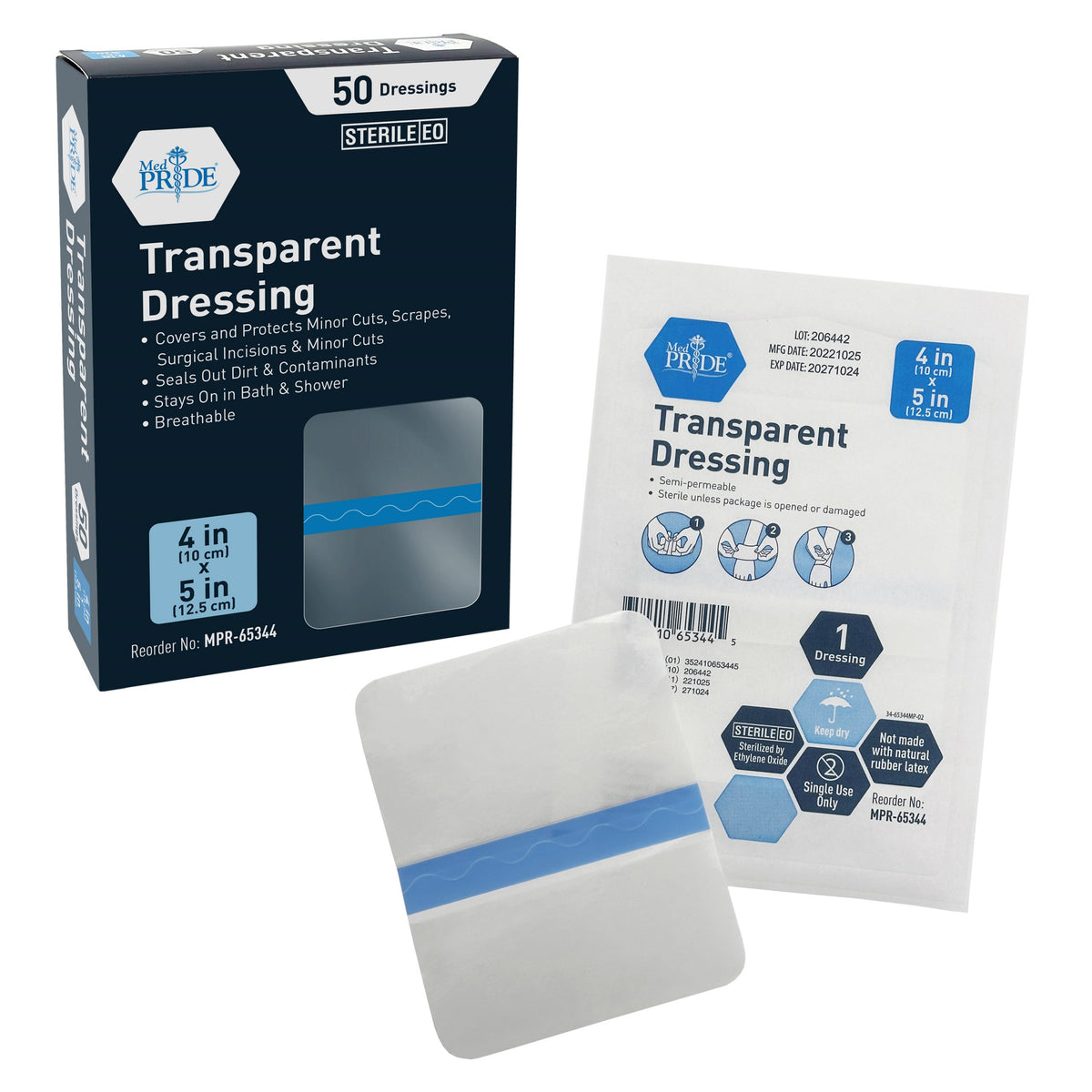 MedPride Transparent Film, 4’’x5’’ Wound Dressing, 50/Pack, Case of 4 ...