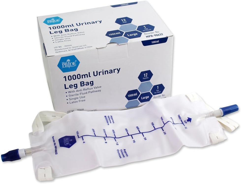 MedPride Urinary Drainage Bags, 1000ml, Large Sterile - 12/box, Case o ...