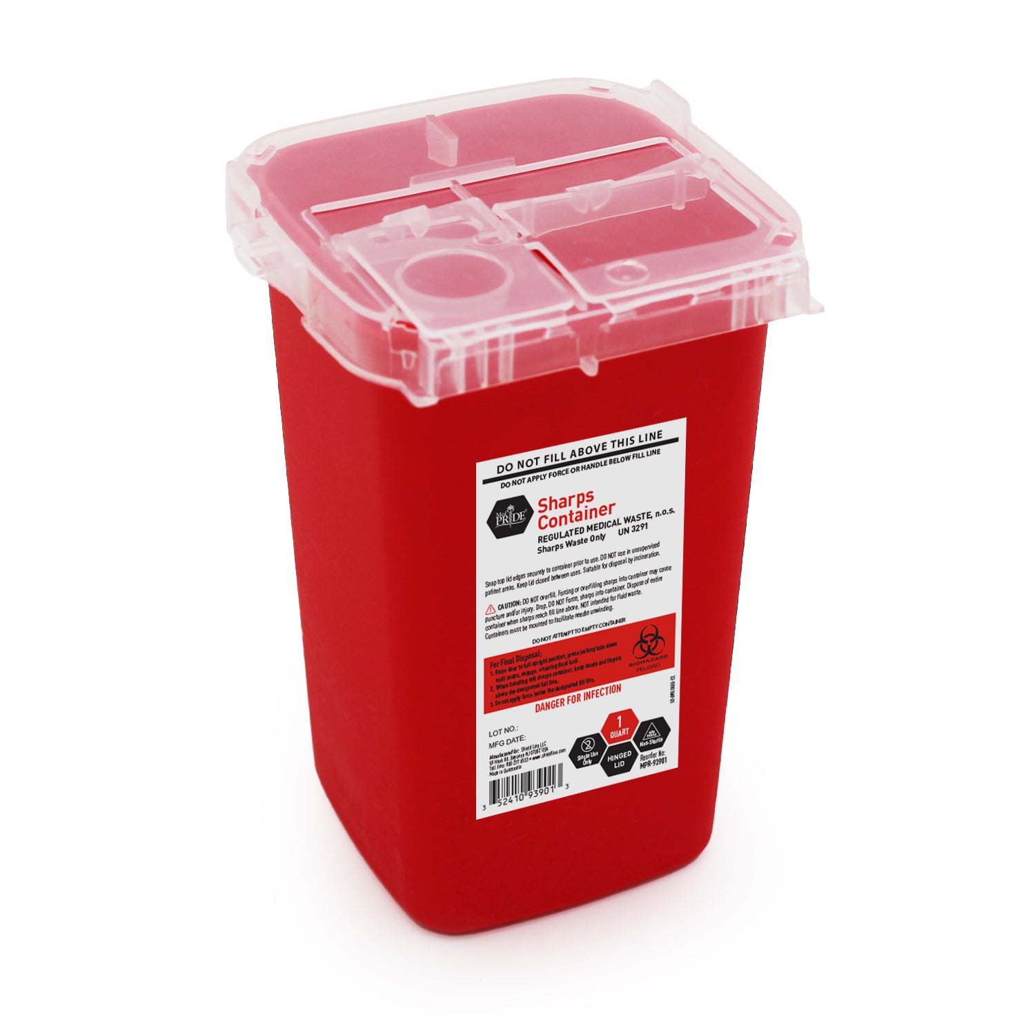 MedPride 1 Quart Sharps Containers, Hinged Lid, Case of 100 – Go Bulk ...