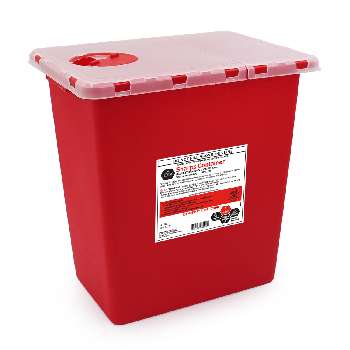 MedPride 8 Gallon Sharps Containers, Hinged & Rotating Lid, 10/cs — Go ...