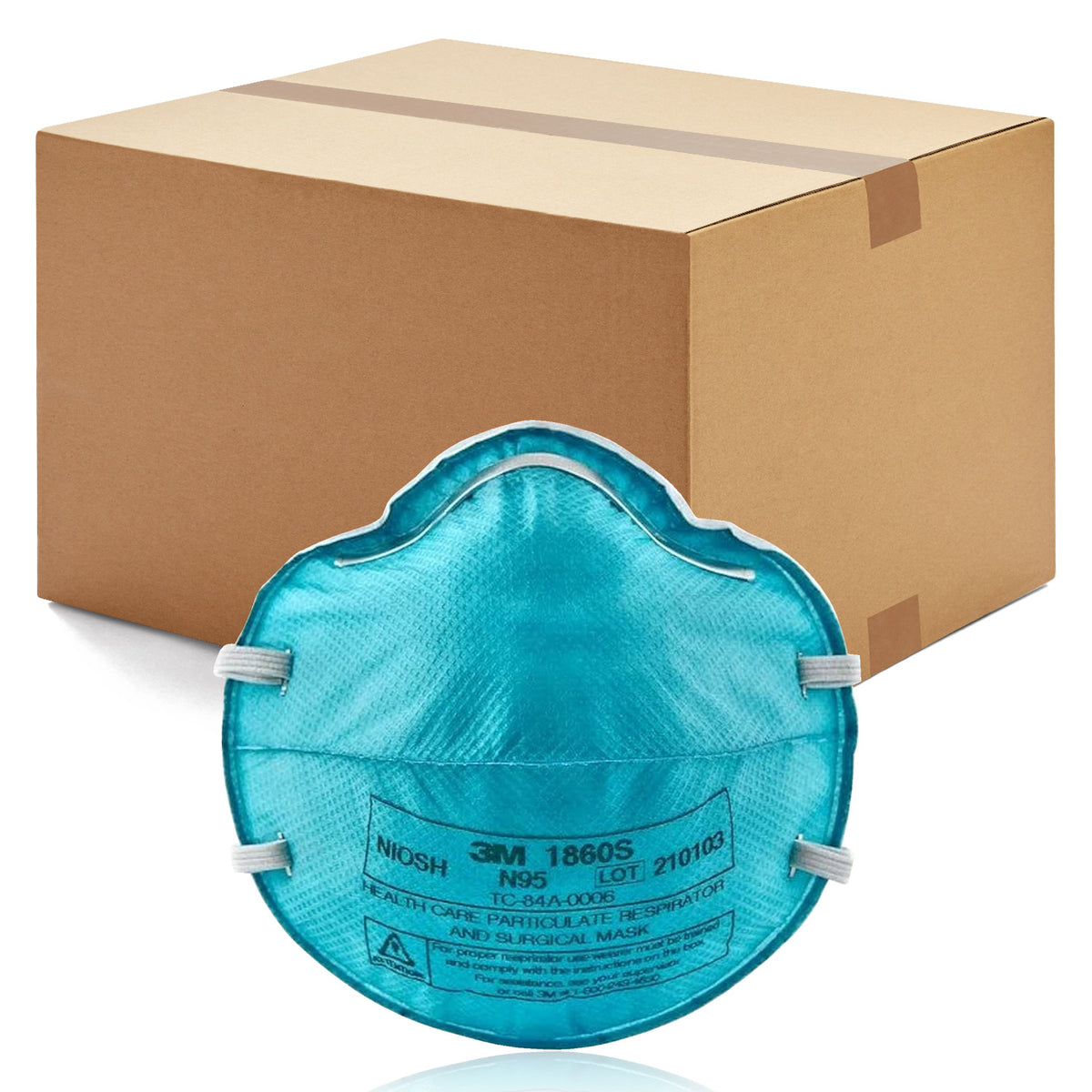 3M 120pcs 1860S Particulate Respirator N95 Face Mask with Fluid Resist ...