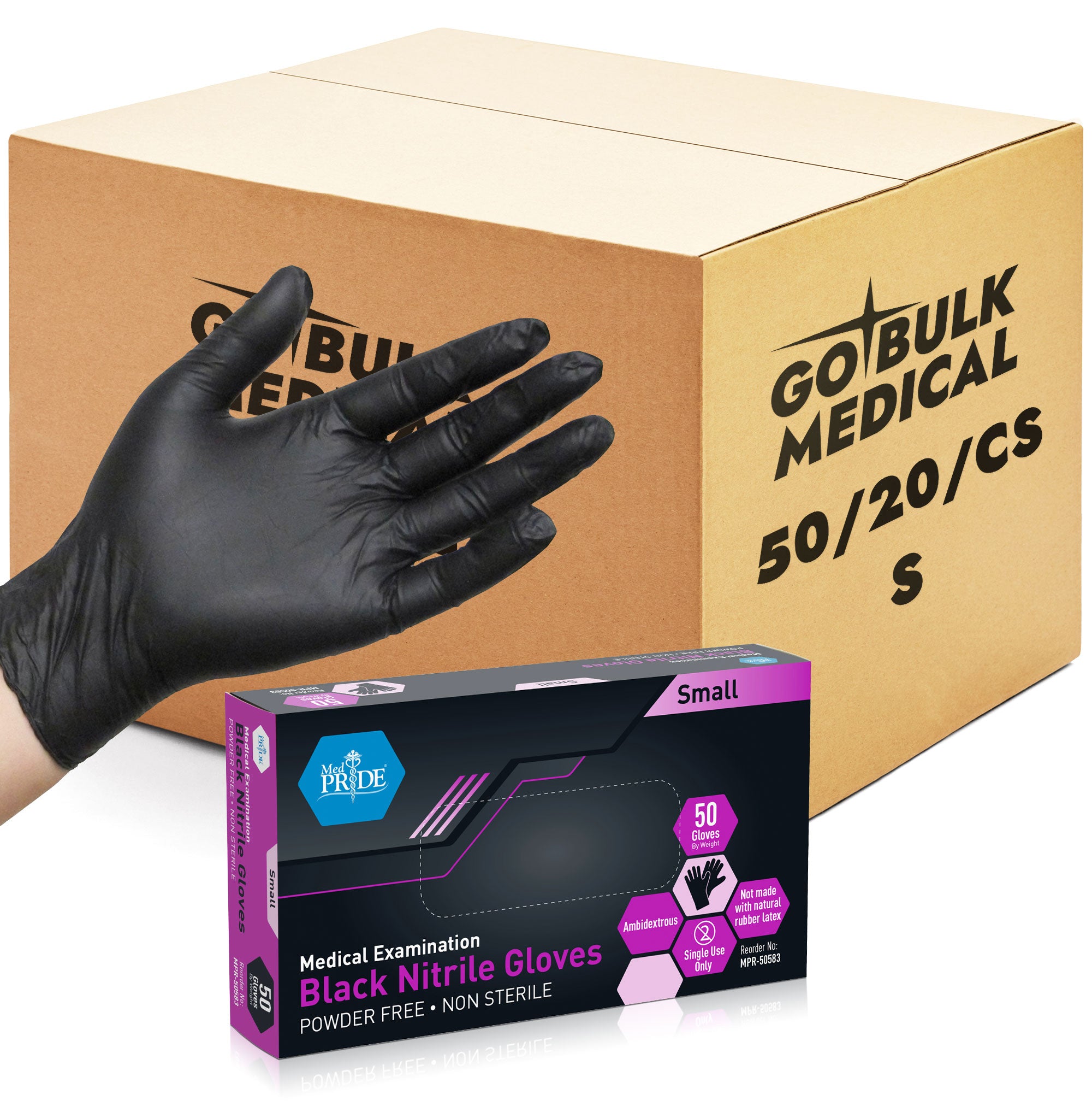 MedPride Black Nitrile Exam Gloves Powder Free Non Sterile - 4 Mil Thi ...