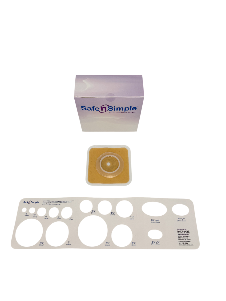 Safe N Simple 2-Piece Wafer Standard Wear Solid Hydrocolloid 45mm 1 3 ...